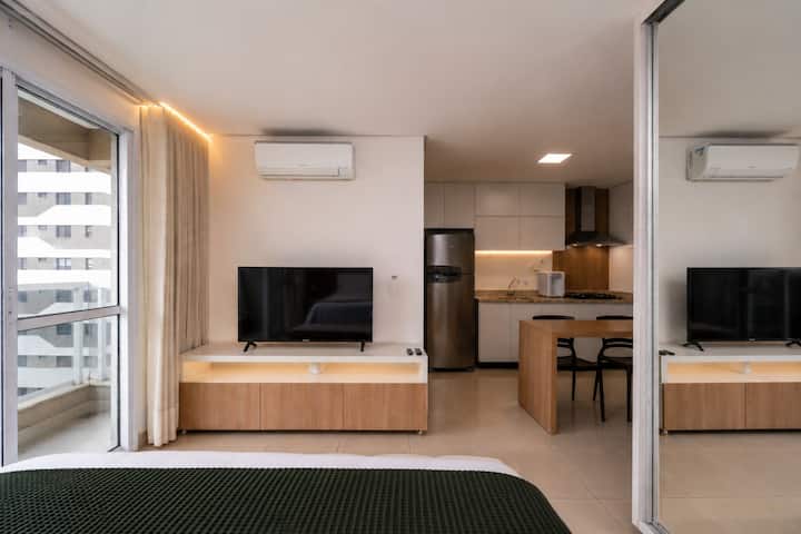 #605flat Novo Em Cond. Com Piscina, No Setor Bueno - Goiânia
