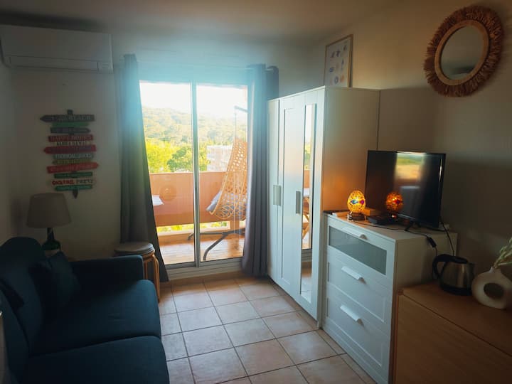 Air-conditioned Sea View Studio With Beach Access - La Favière