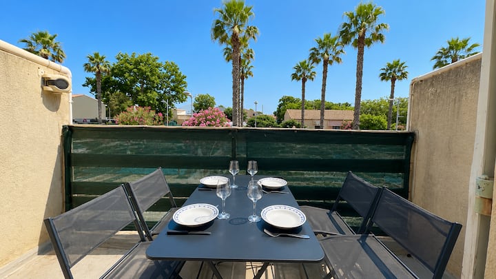 Duplex Avec Balcon - Climatisé - 150 M De La Plage - Marseillan