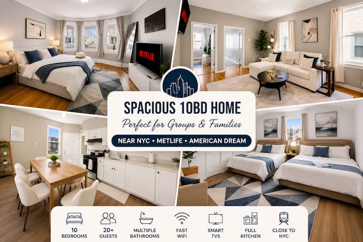 Spacious 10bd Home | Very Close To Nyc & Metlife - Jersey City, NJ