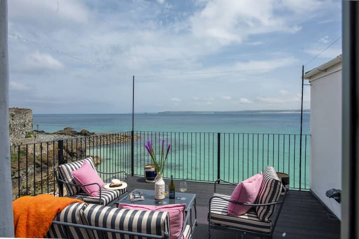 Mermaids 3 - Sea View Terrace On Bamaluz Beach - St Ives