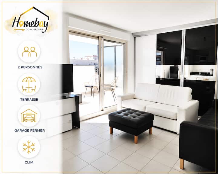 Studio Terrasse + Garage Fermé 2 Min Des Plages - ibis budget Antibes Sophia Antipolis