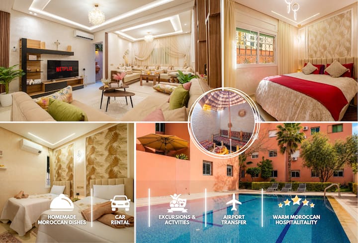 Luxury Oasis 2 Bdr Apt | Central, Pool, 2 Terraces - Marrakech