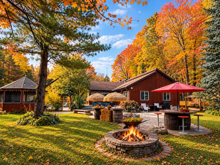 Hidden Haven Villa | Fall Colours| Forest Retreat - Alliston