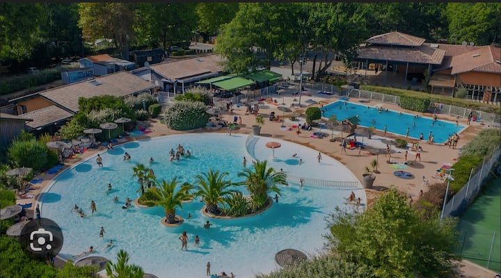 Chalet Bois Dans Parc De Loisirs Arboré Et Piscine - Arcachon