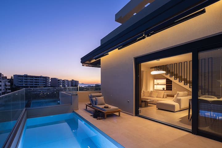 White Pearl - Private Pool - Penthouse Duplex - La Canée