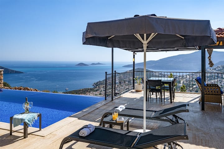 Kaş Kalkanda 3 Odalı Deniz Manzaralı Kiralık Villa - Kalkan