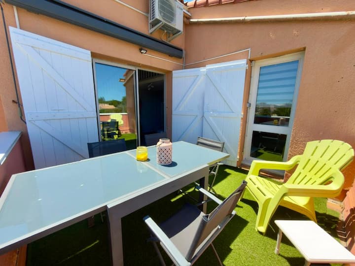 Appartement T2 Climatisé à 5min à Pied De La Plage - Saint-Cyprien