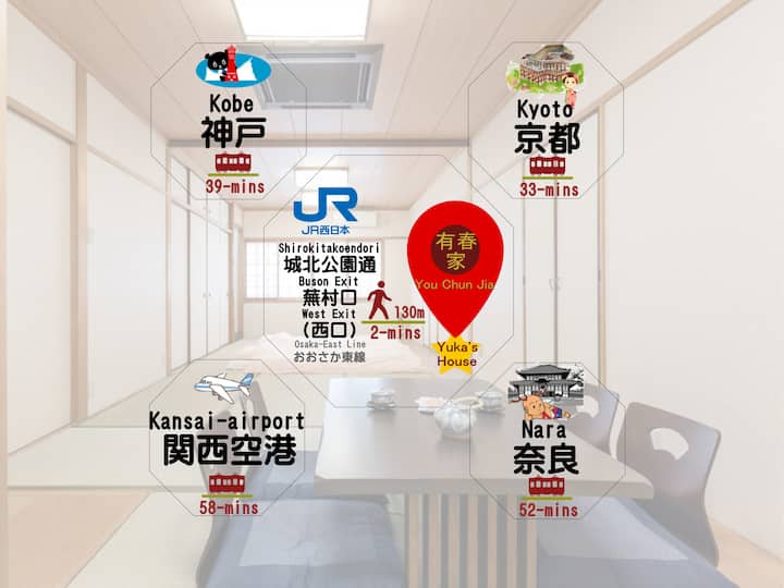 Machiya Ryokan / Access Umeda & Dotonbori - Osaka