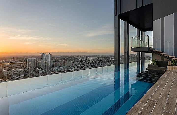 Rooftop Pool  5-min Walk To Mrt & The Mall - Bang Kapi District