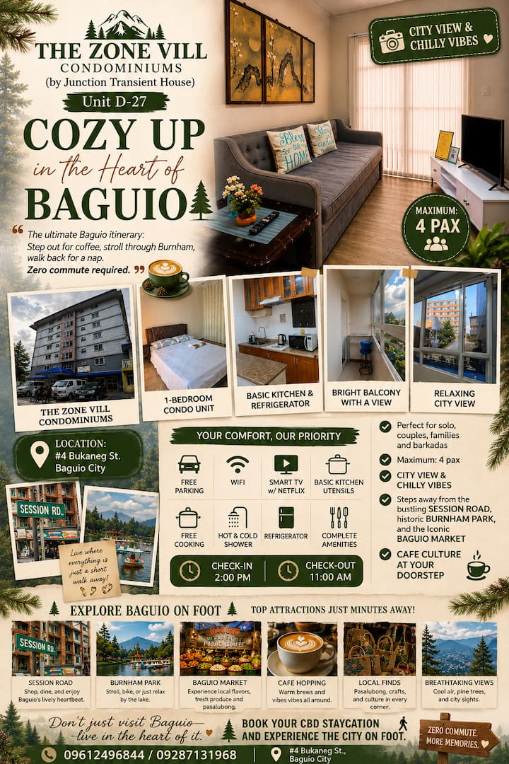 The Zone Vill Condominiums
1br Condo Near Burnham - Baguio