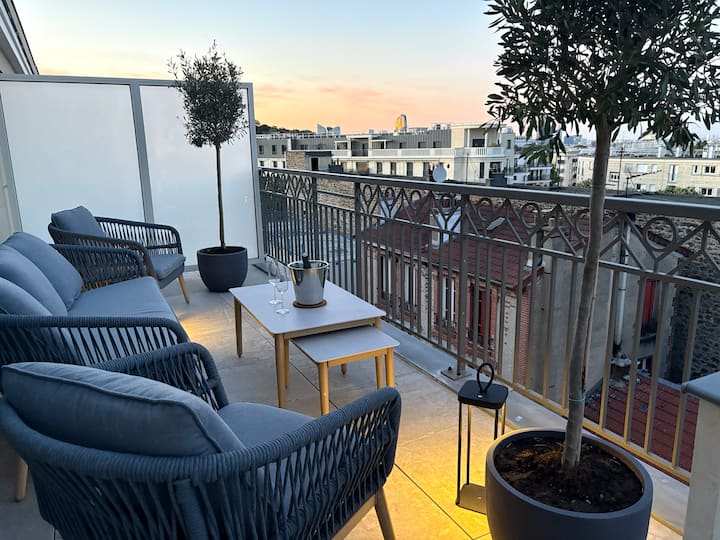 Vue Tour Eiffel  Terrasse 25m²  Parking - Suresnes