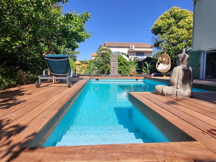 Villa Bali Magot, Piscine Privée, Plage à Pied - Le Pradet