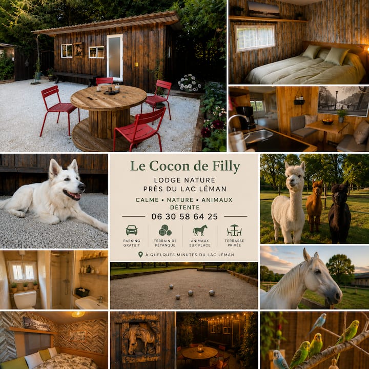 Lodge à La Ferme : Pétanque, Lac, Animaux - Yvoire