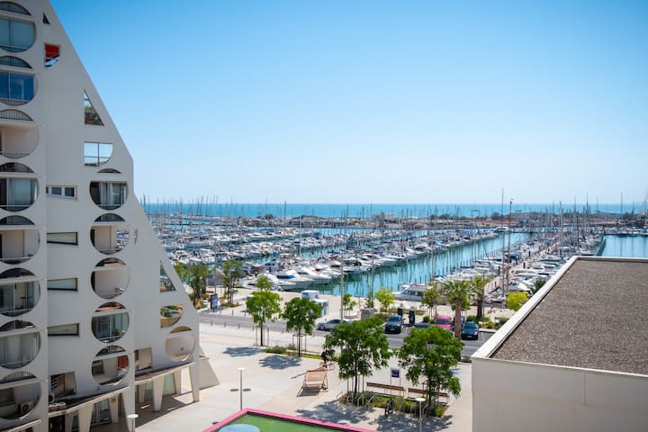 Grand Studio Vue Port / Mer (1ere Ligne) + Parking - La Grande-Motte