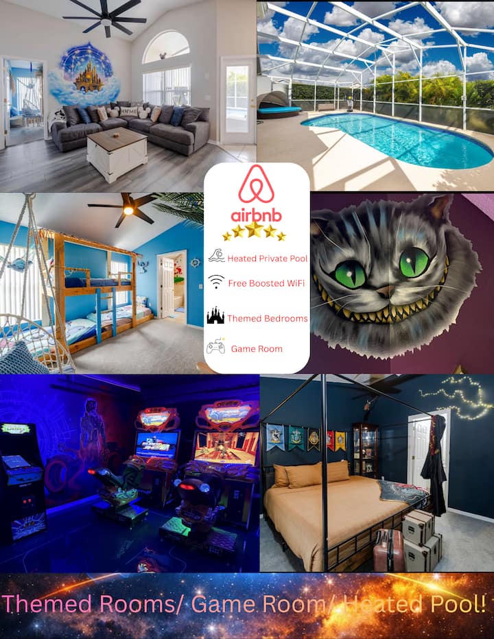 Epic House! Themed 4br Villa. Heated Pool & Arcade - Davenport, FL