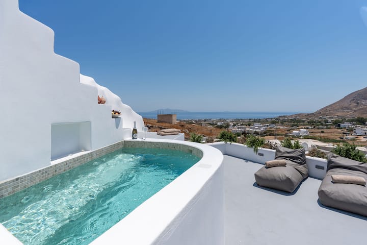 Eg Cave Houses Suite With Hot Tub & Sea View - Santorin