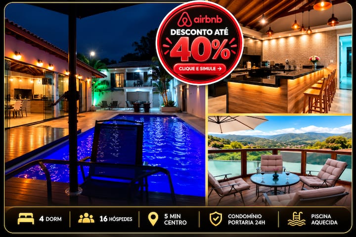 Piscina Aquecida+vista+hidro | Casa Cond. Atibaia - Atibaia