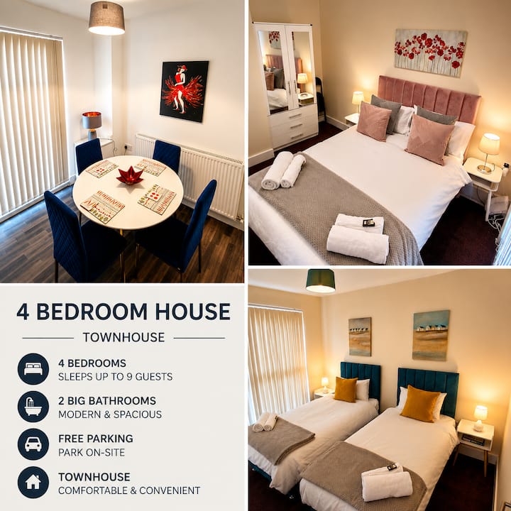 City Centre - 4 Bedroom House - Free Parking - Manchester
