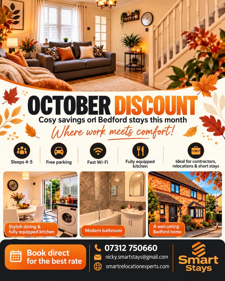 Free Parking + Free Fast Wifi + Roku Smart Tv - Bedford