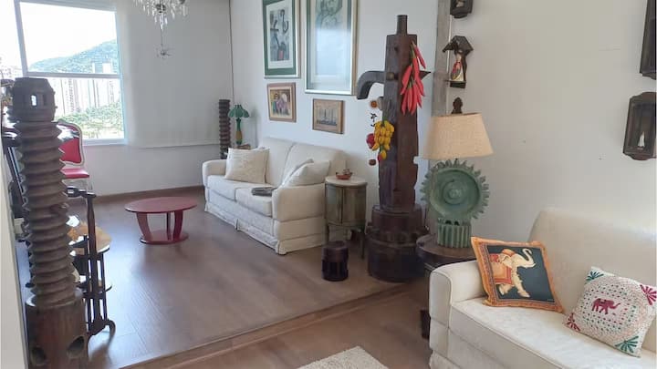 São Vicente: Conforto Com  Vista Mar E Garagem - São Vicente