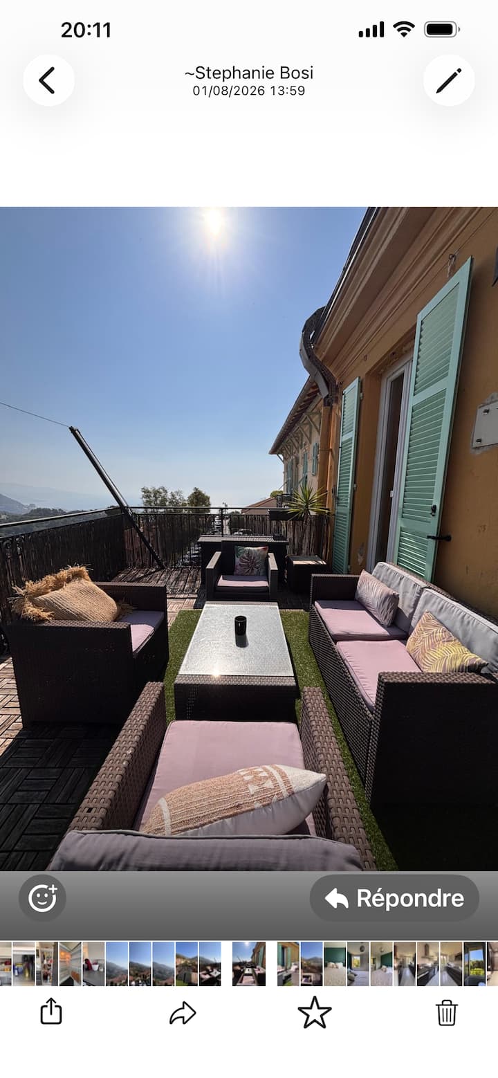 Appartement Terrasse Vue Mer - La Turbie