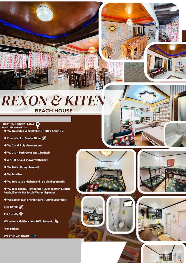 Laiya Beach House Rental- Rexon&kiten 35pax - Laiya