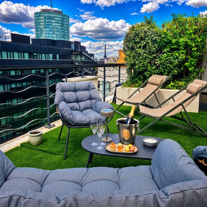 Penthouse Vue Tour Eiffel 2 Parkings 2 Terrasses - Issy-les-Moulineaux