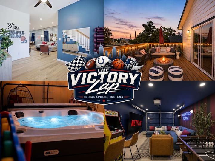 The Victory Lap | Hot Tub Fire Pit Game Lounge - Indianapolis, IN