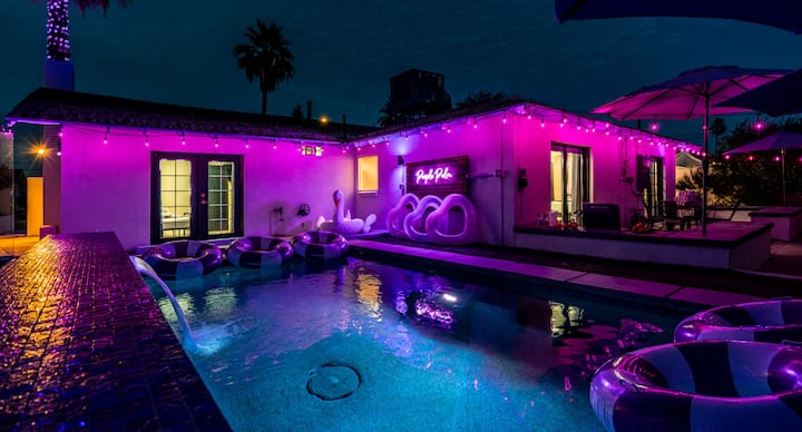 The Purple Palm: 88° Heated Pool Purple Light Show - Scottsdale, AZ