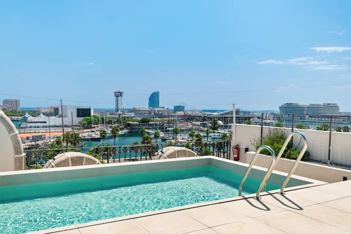 Piso Con Terraza, Piscina Y Vistas Al Mar - Barcelona