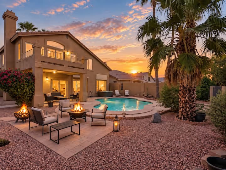 4br Lake View Escape | Pool + Hot Tub + Fire Pit - Chandler, AZ