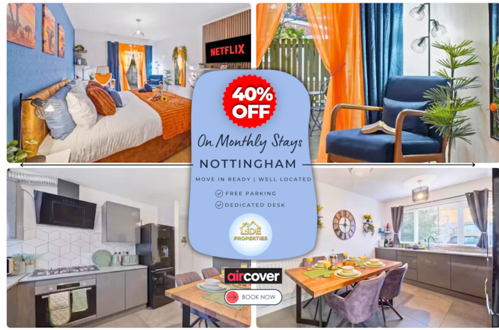 2brlong-stayflat|40%off|workspaces|parking|sleeps4 - Newark-on-Trent