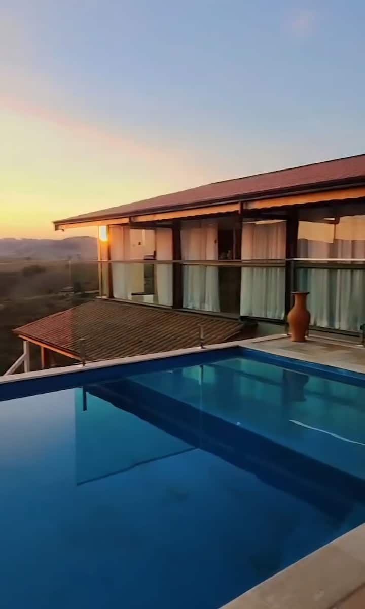 Chácara Com Beach Tennis, Piscina E Vista Da Serra - Caldas