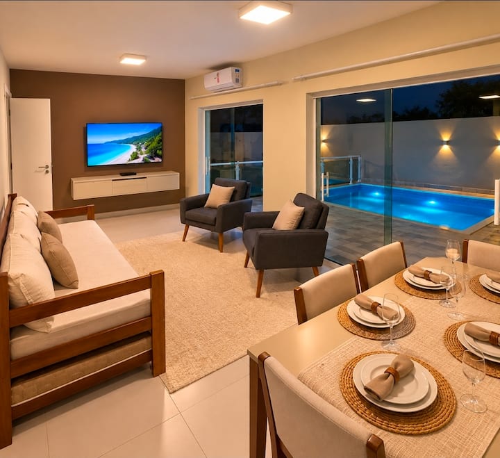 Casa C/ Piscina A 50m Da Praia E 10 Min Centro Apé - Peruíbe