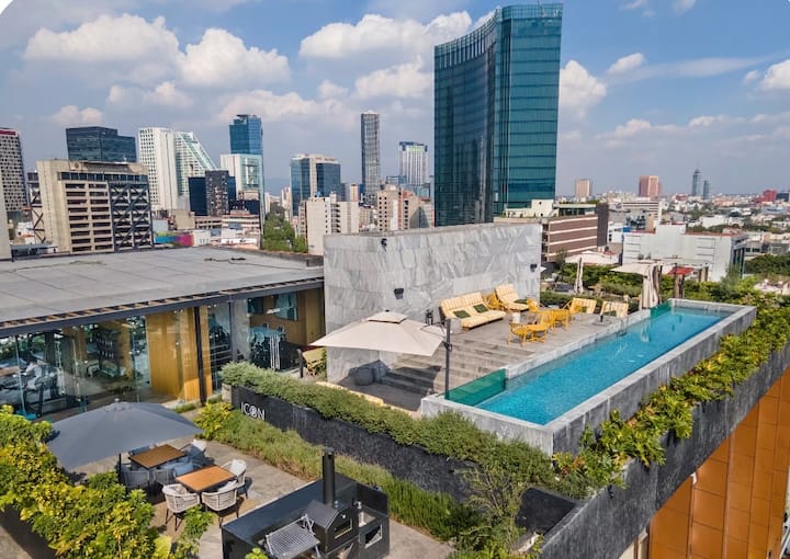 Design Loft In Roma Norte | King Bed + Ac + Pool - Mexico