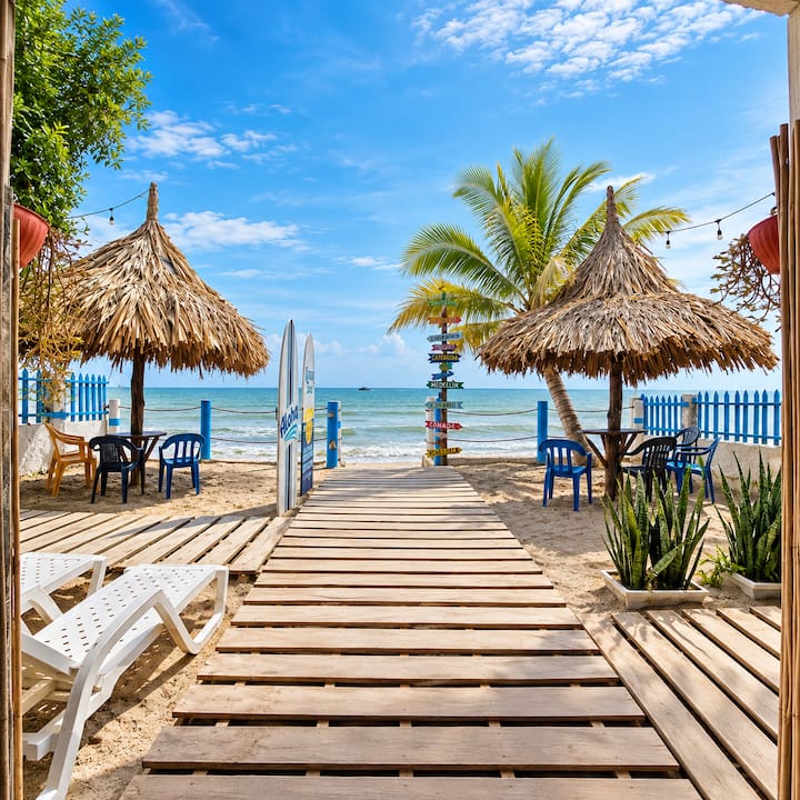 A Pasos Del Mar En Tolú | Privado + Cocina + A/c - Santiago de Tolú