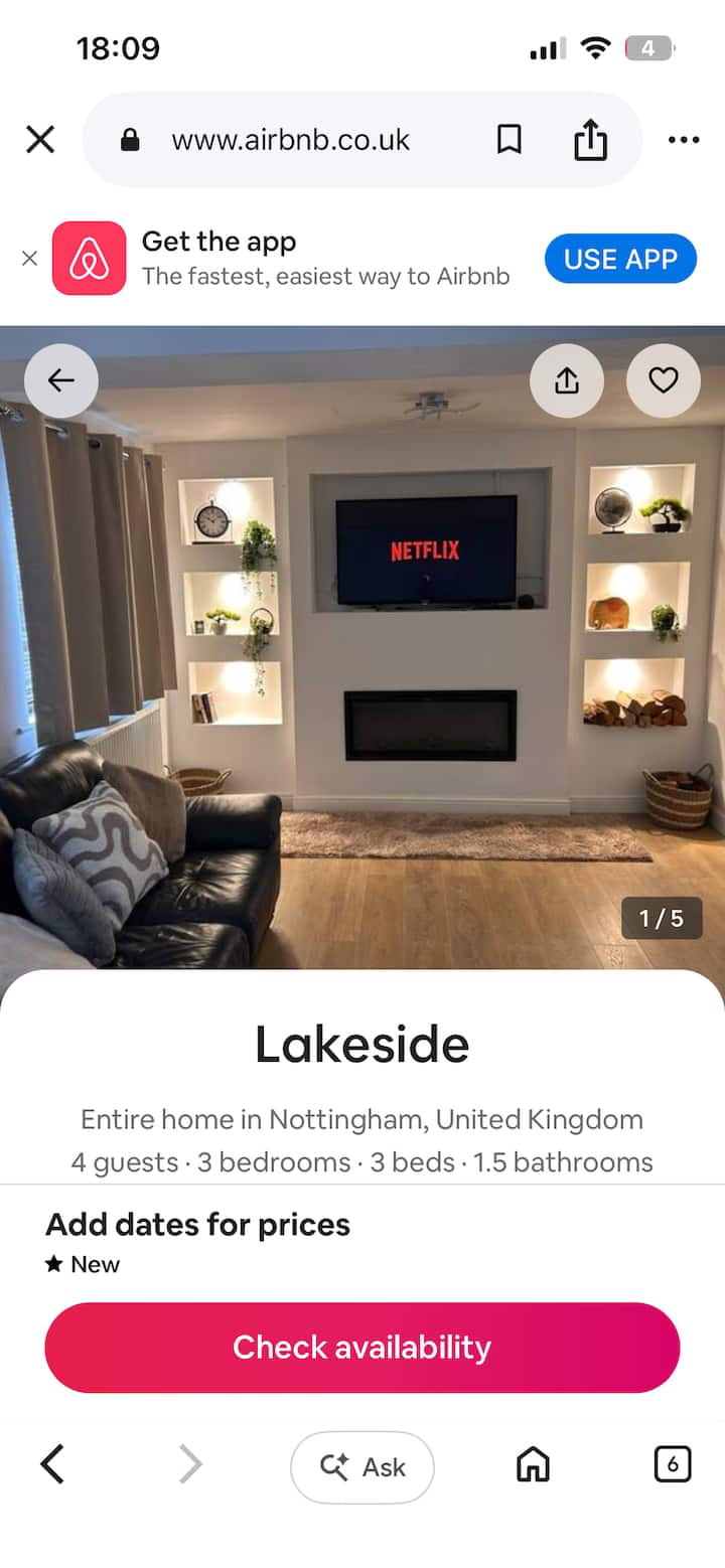 Lakeside 3 Bed 
Qmc/notts Uni Off Rd Free Parking - Nottingham