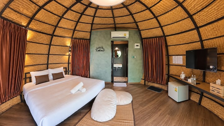 Pumpkin Room With Bathtub Rice Field View - Thailand