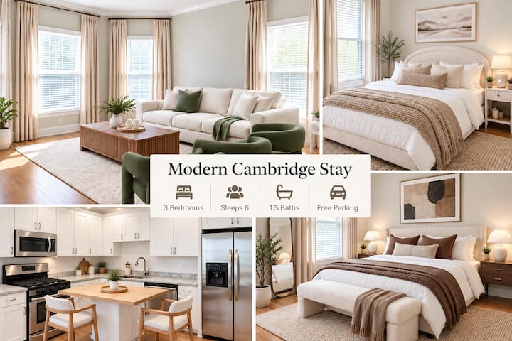 Modern 3br Cambridge Stay | Sleeps 6 + Parking - Cambridge
