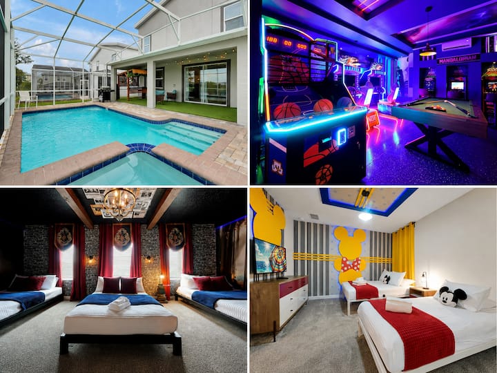 Sleeps 28 Themed Villa | Arcade, Tiki Bar & Pool - Davenport, FL