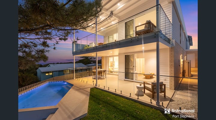 Green Door | Stunning Bay & Ocean Views + Pool - Fingal Bay