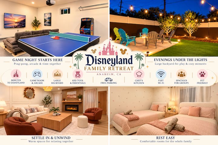 New Disney Family Getaway Game Room + Backyard Fun - Anaheim