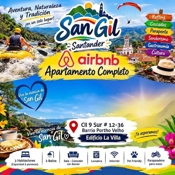 Cozy Apt+terrace+kitchen+pkngmoto+washer+tv@sangil - San Gil