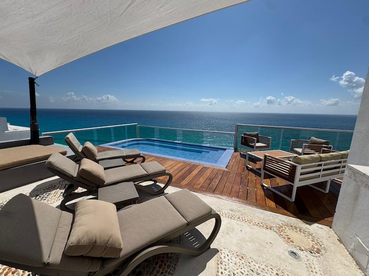 Por Tim M -Penthouse # 2000 - 2 Piscinas Privadas, 1 Climatizada, Aire Acondicionado, Todo Vidrio, ¡Increíble! - Cancún