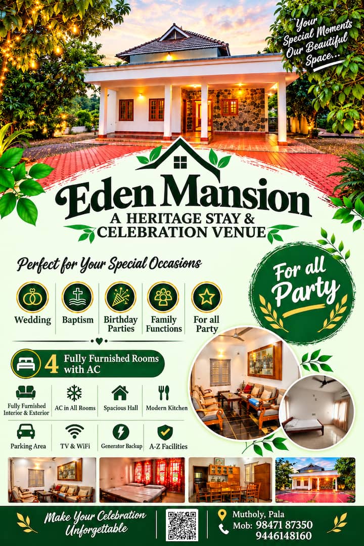 Eden Mansion 
Celebrate, Stay & Make Memories Here - Pala