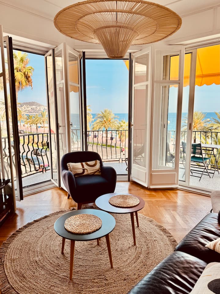 Vue Mer Pure: 3 Chambres, Plage: 1 Min,clim,rénové - Nice