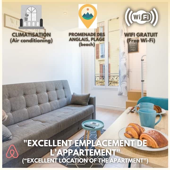 Blue Escape - Nice(6min Plage+transport/mezzanine) - Nice