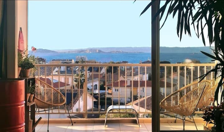 Loft Vue Mer Panoramique Plages Calanques Collines - Marsella