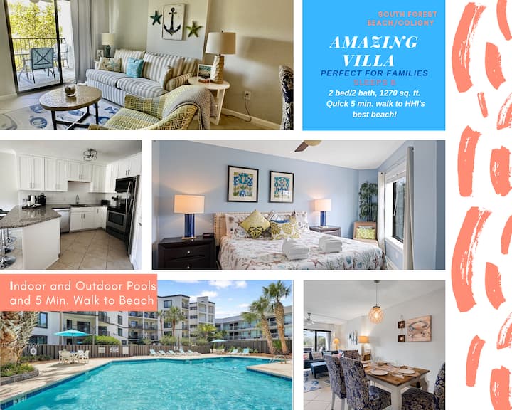 Large Top Floor Villa, 2bd/2ba, 1 Block To Beach - Hilton Head Island, SC